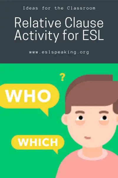 Relative Clause Activity ESL | TEFL Relative Pronouns Games