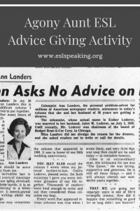 Agony Aunt ESL Activity for Giving Advice - ESL Speaking