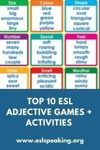 ESL Adjectives Games & Activities | Adjective ESL Lesson Plan Ideas