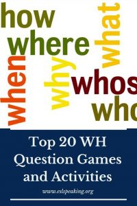 WH Question Activity and Game Ideas | WH Questions ESL Games