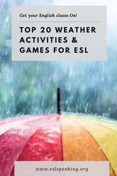 ESL Weather Games, Activities, Worksheets and Lesson Plans