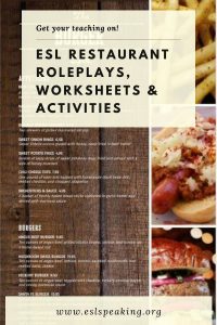 Restaurant & Food ESL Games, Activities & Lesson Plans