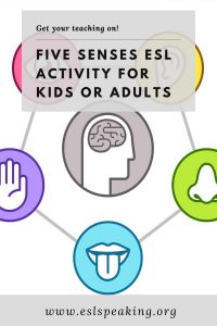 5 Senses ESL Activity for Vocabulary, Writing or Speaking