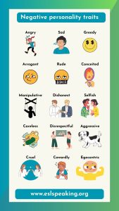 Negative Personality Traits List | List of Bad Character Traits - ESL ...