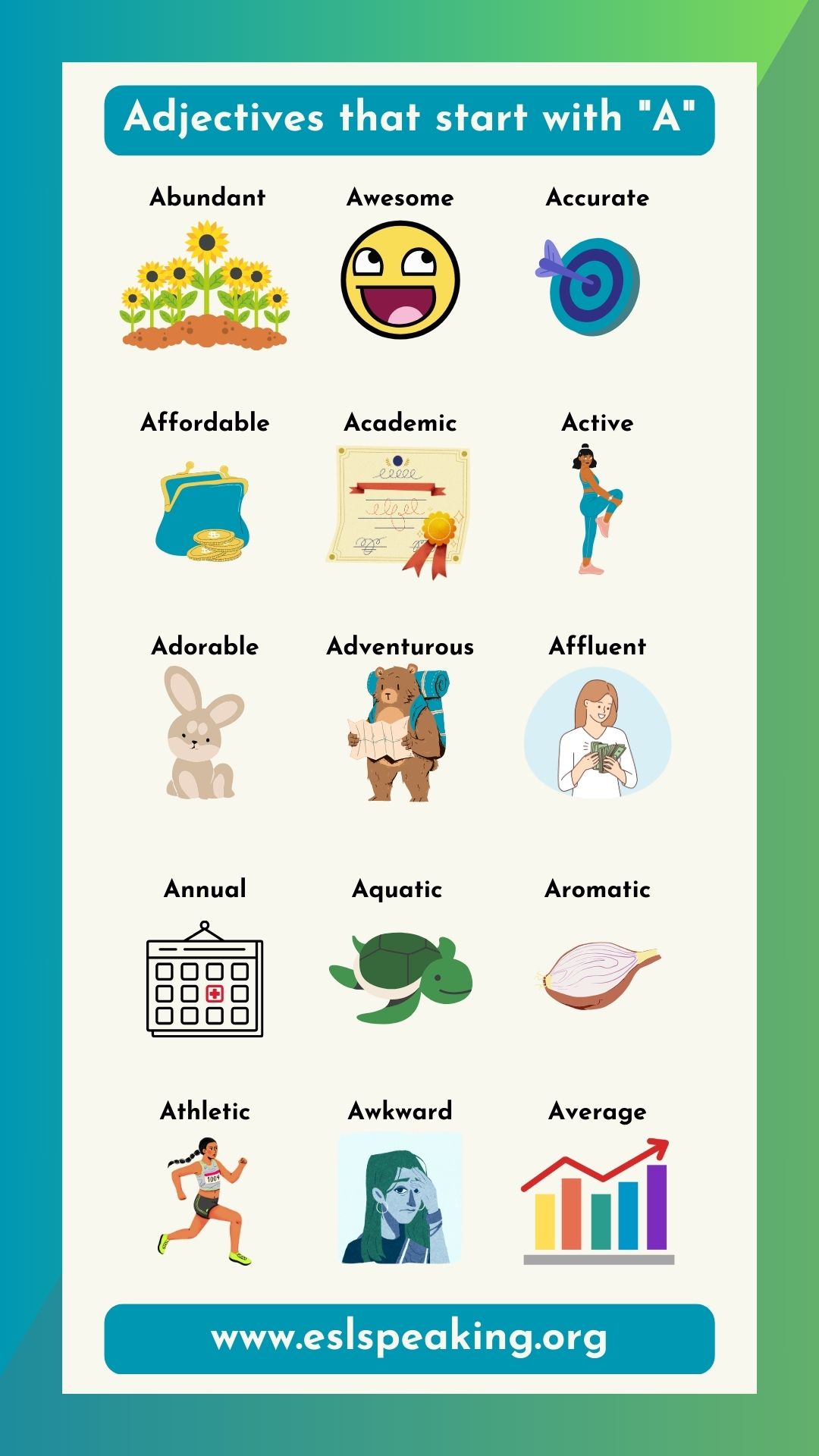 Adjectives with the Letter A | List of A Adjectives - ESL Speaking