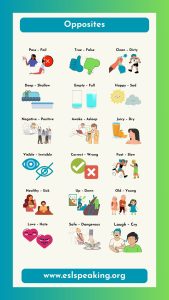 List of Antonyms with Pictures and Example Sentences