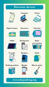Electronic Item List and Pictures | English Vocabulary