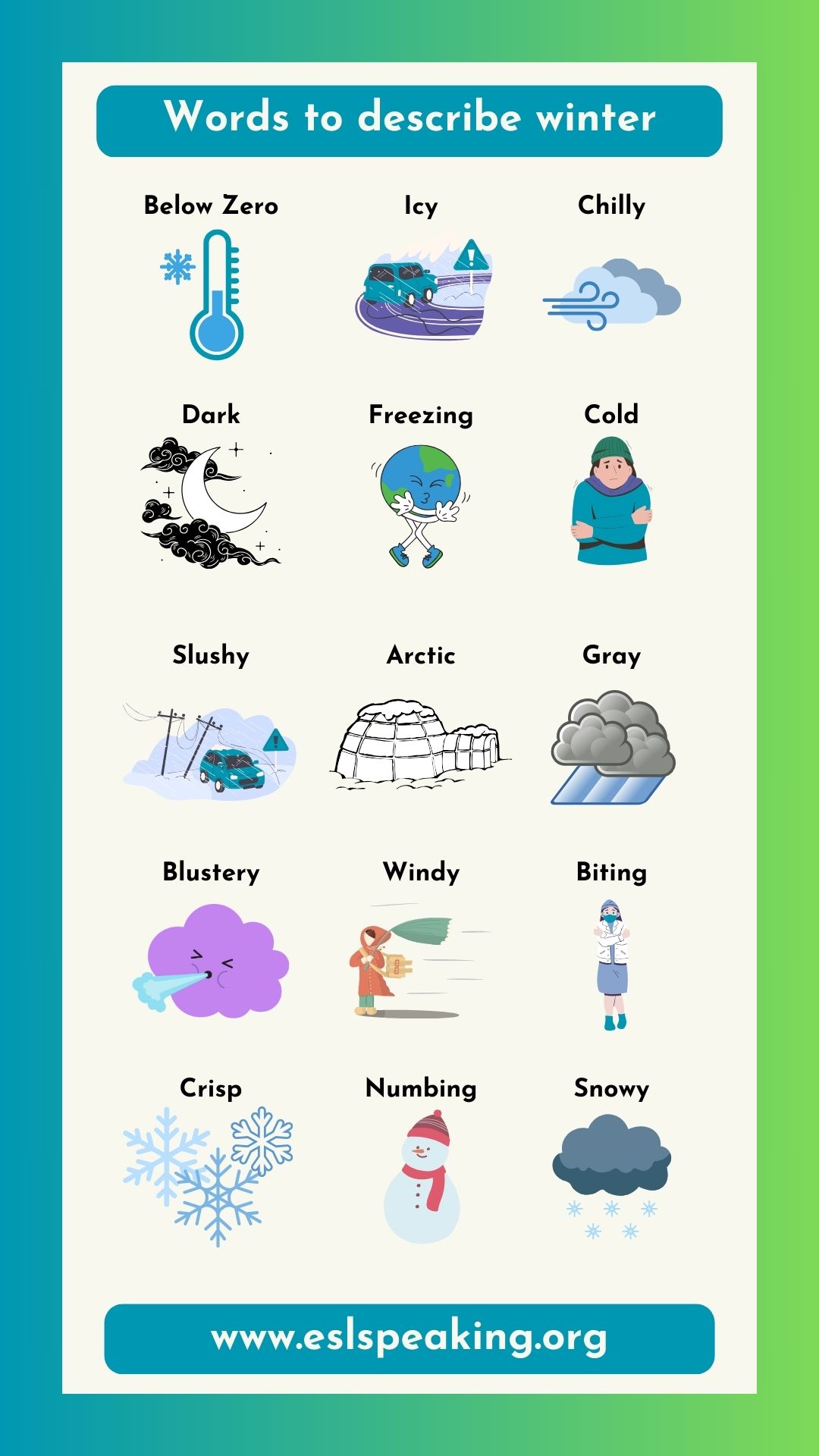 Winter Words List English Vocabulary With Pictures Winter Words List English Vocabulary With Pictures